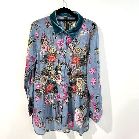 Aratta | Tops | Aratta Silent Journey Button Down Lilia Blouse ...
